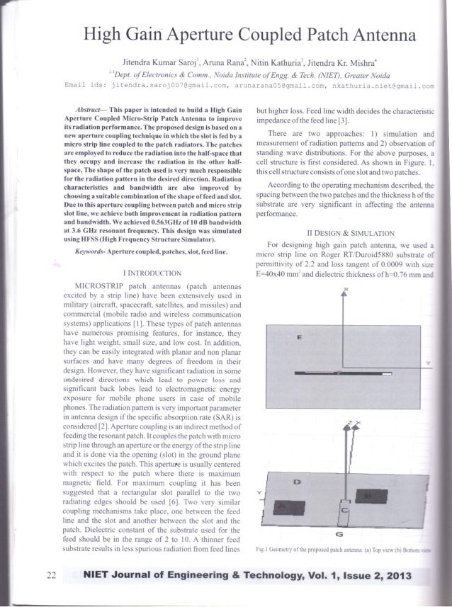 High Gain Aperture Coupled Patch Antenna Pdf