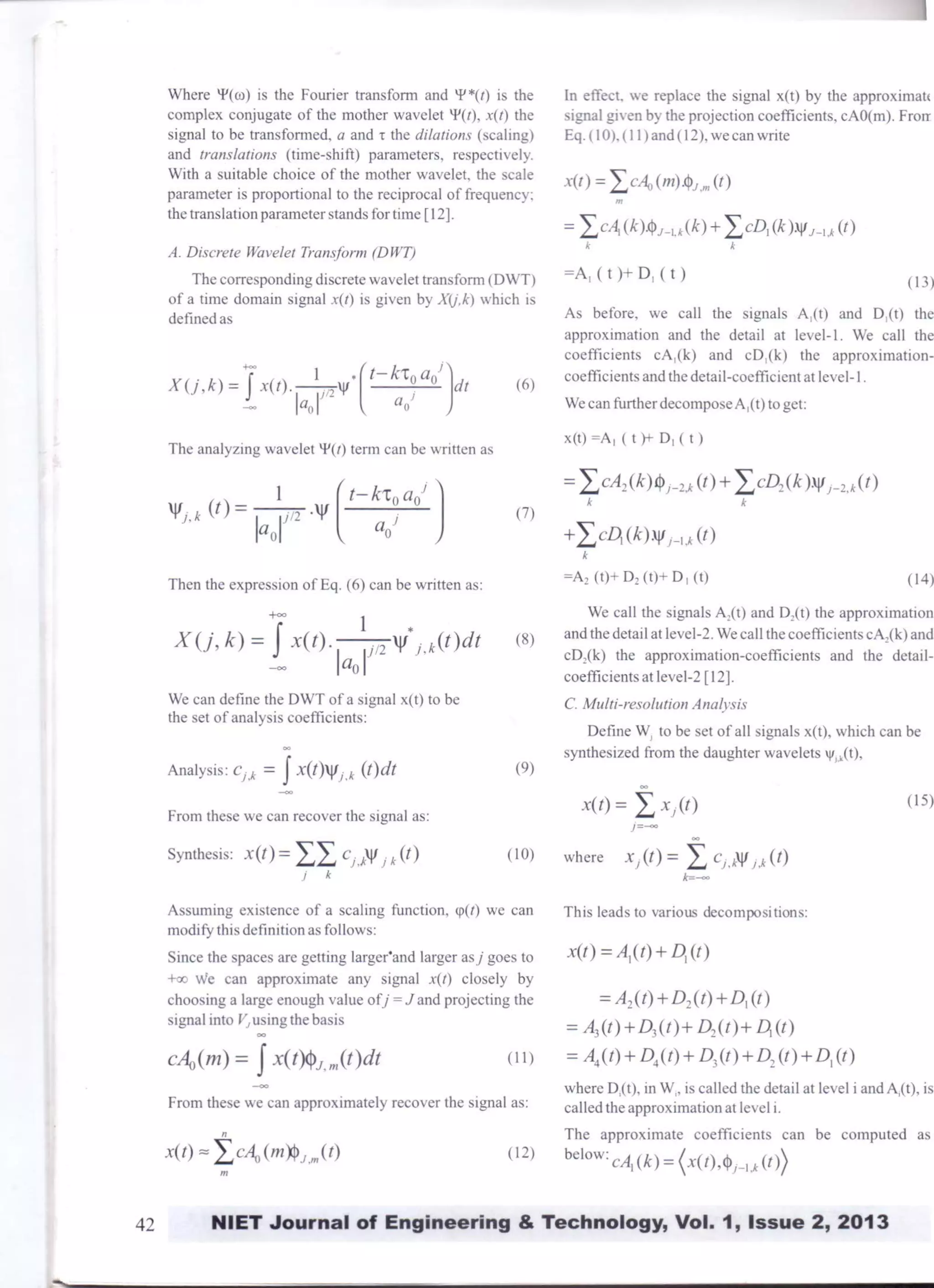 Ecg Signal Enhancement Using Wavelet Transform Pdf