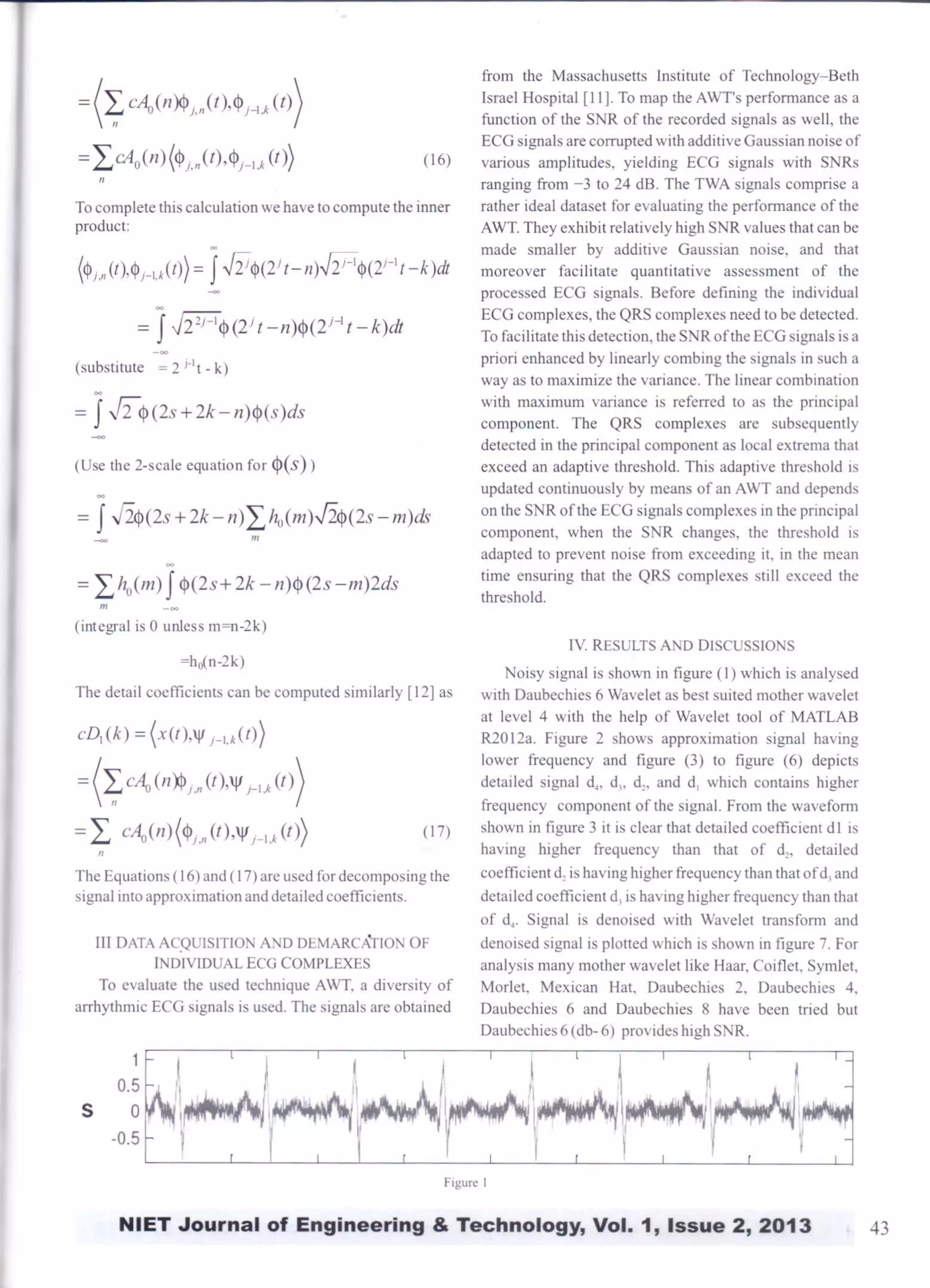 ECG Signal Enhancement Using Wavelet Transform | PDF