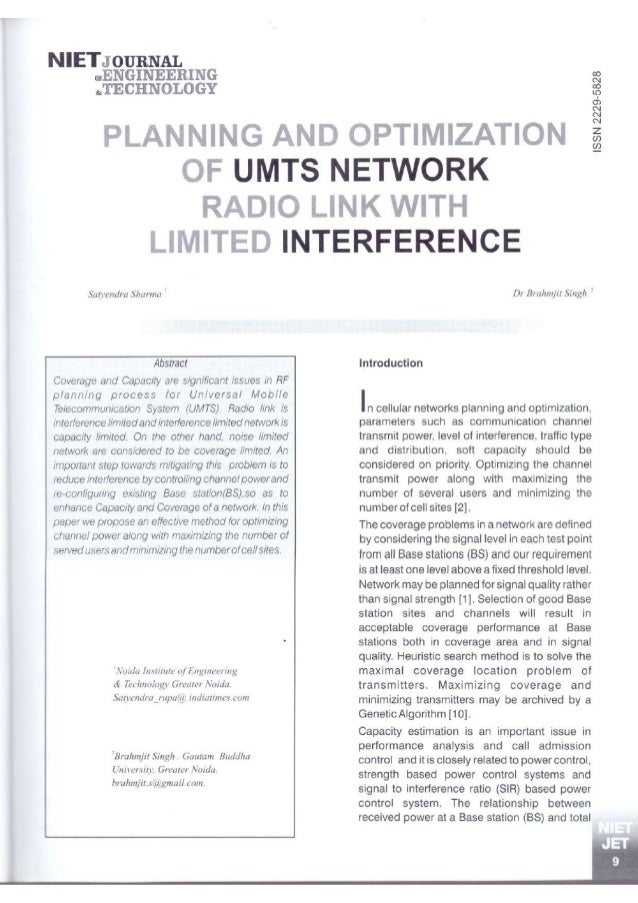 Planning And Optimization Of UMTS Network Radio Link With Limited ...
