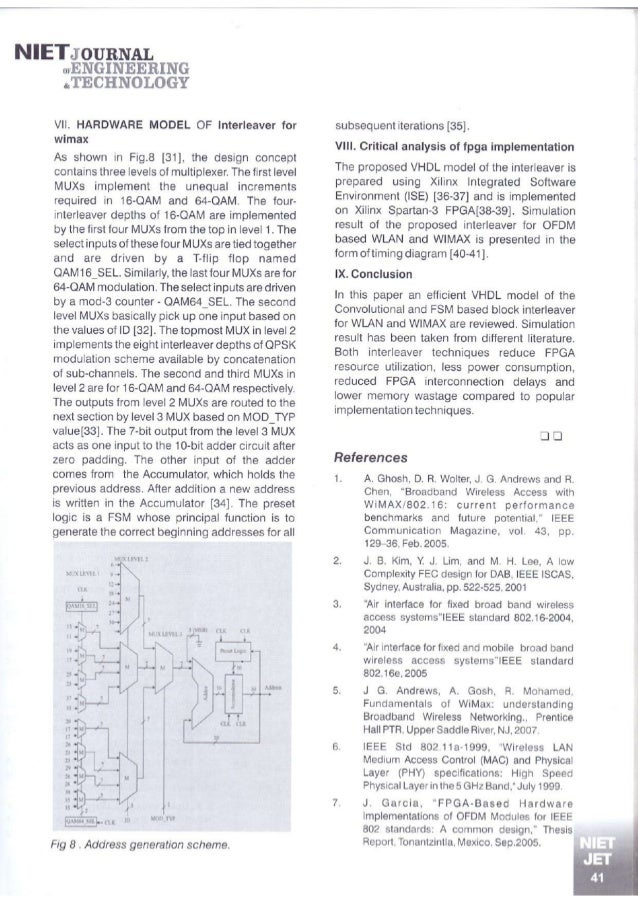 Vhdl Implementation Of Interleavers Fundamental And Recent Developments For Wimax And Wlan Pdf