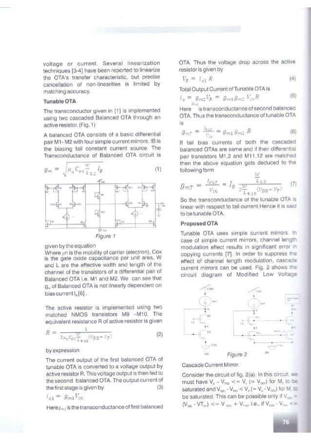 A Low Power And High Gain CMOS Tunable OTA With Cascade Current Mirrors ...