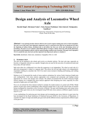 Design and Analysis of Locomotive Wheel Axle | PDF