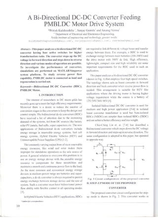 A Bi-Directional DC-DC Converter Feeding PMBLDC Motor Drive System | PDF