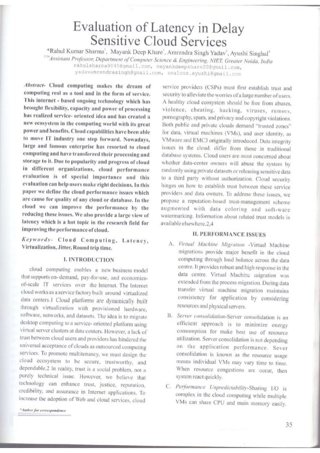 Evaluation Of Latency In Delay Sensitive Cloud Services | PDF