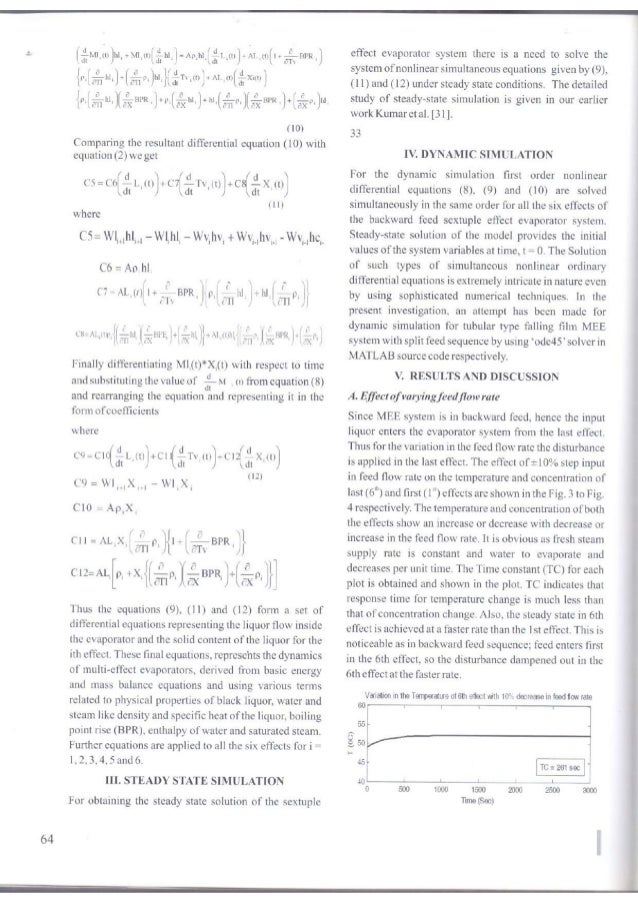 Simulation Of Steady State And Dynamic Response Of Multi -Effect Evaporators In Paper Industry | PDF