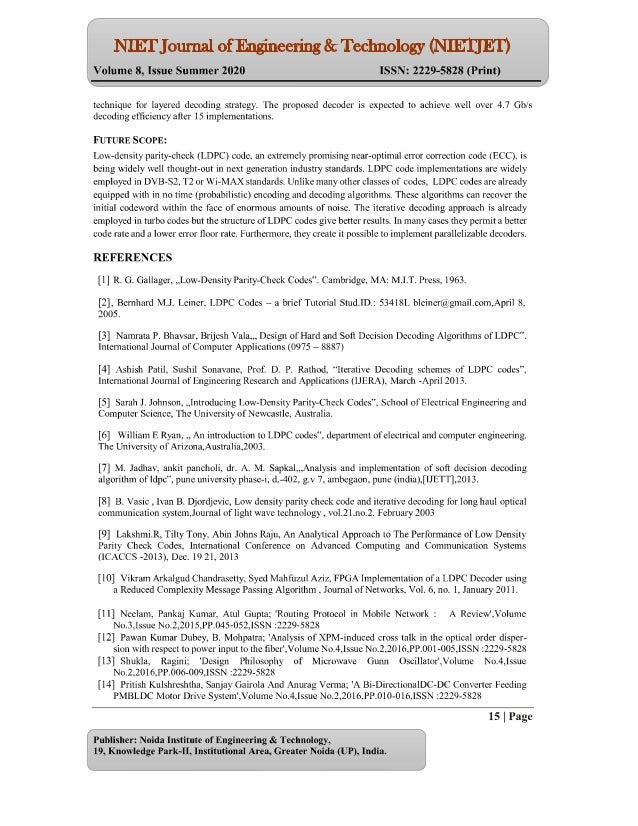 Analysis Of Low Density Parity Check Code Decoder For Low Power Applications Pdf