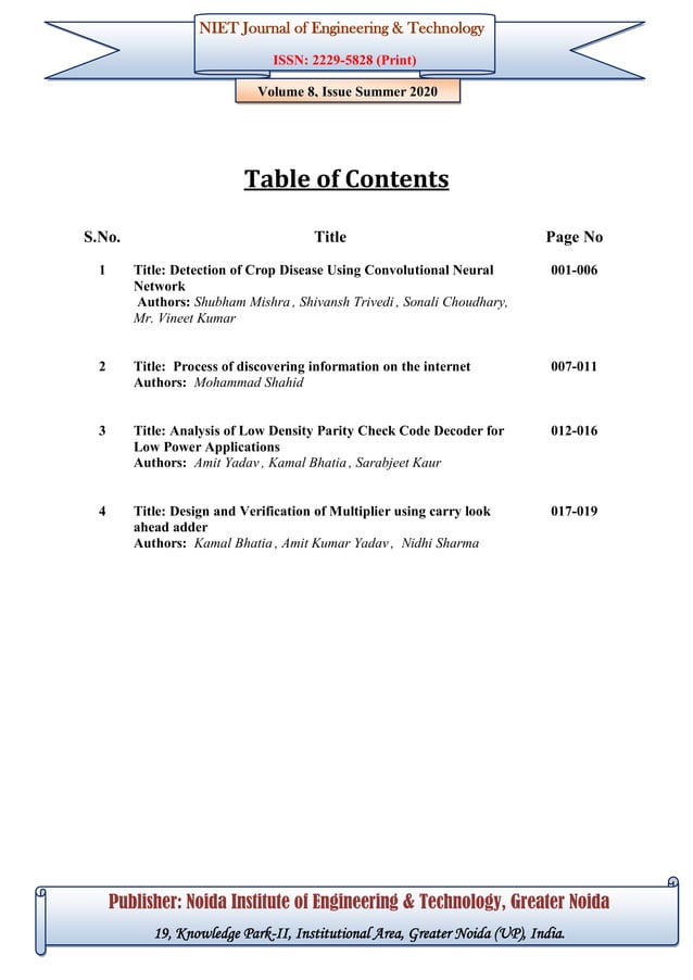 Detection Of Crop Disease Using Convolutional Neural Network Pdf Publishing Industry
