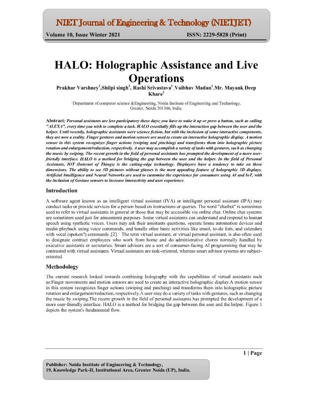 HALO: Holographic Assistance And Live Operations | PDF