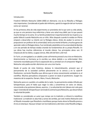 Disertación de Nietzsche 2º bachillerato | DOCX