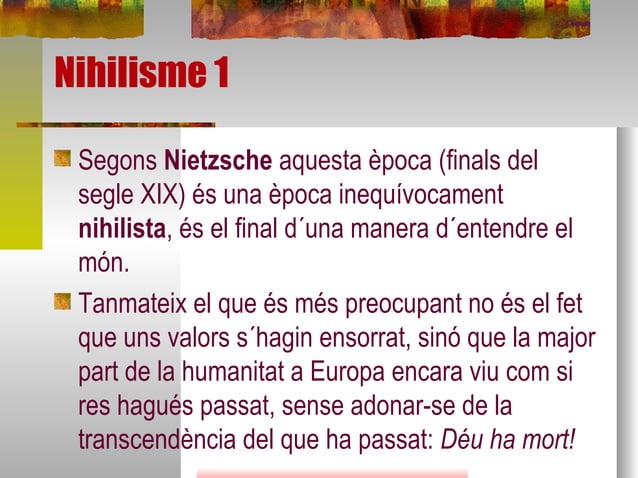 Nietzsche i el nihilisme. | PPT