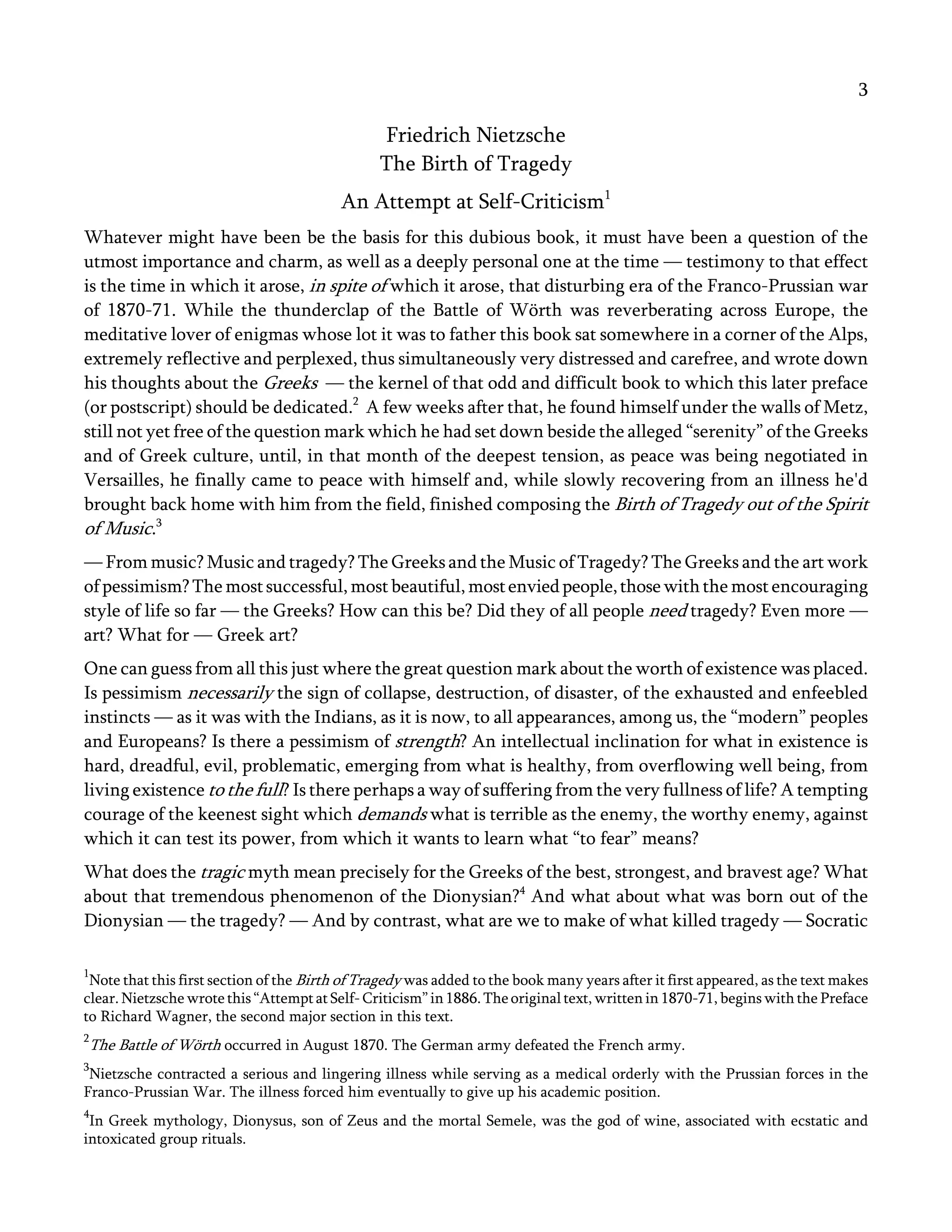 Nietzsche the birth of tragedy | PDF