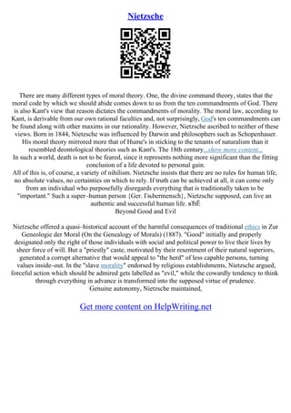 Nietzsche Essay | PDF