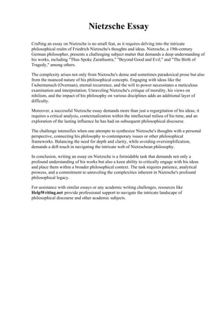 Nietzsche Essay. Southwestern Michigan College | PDF