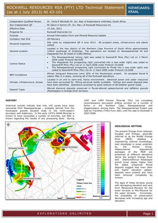 Niewejaarskraal resource summary July 2013 | PDF