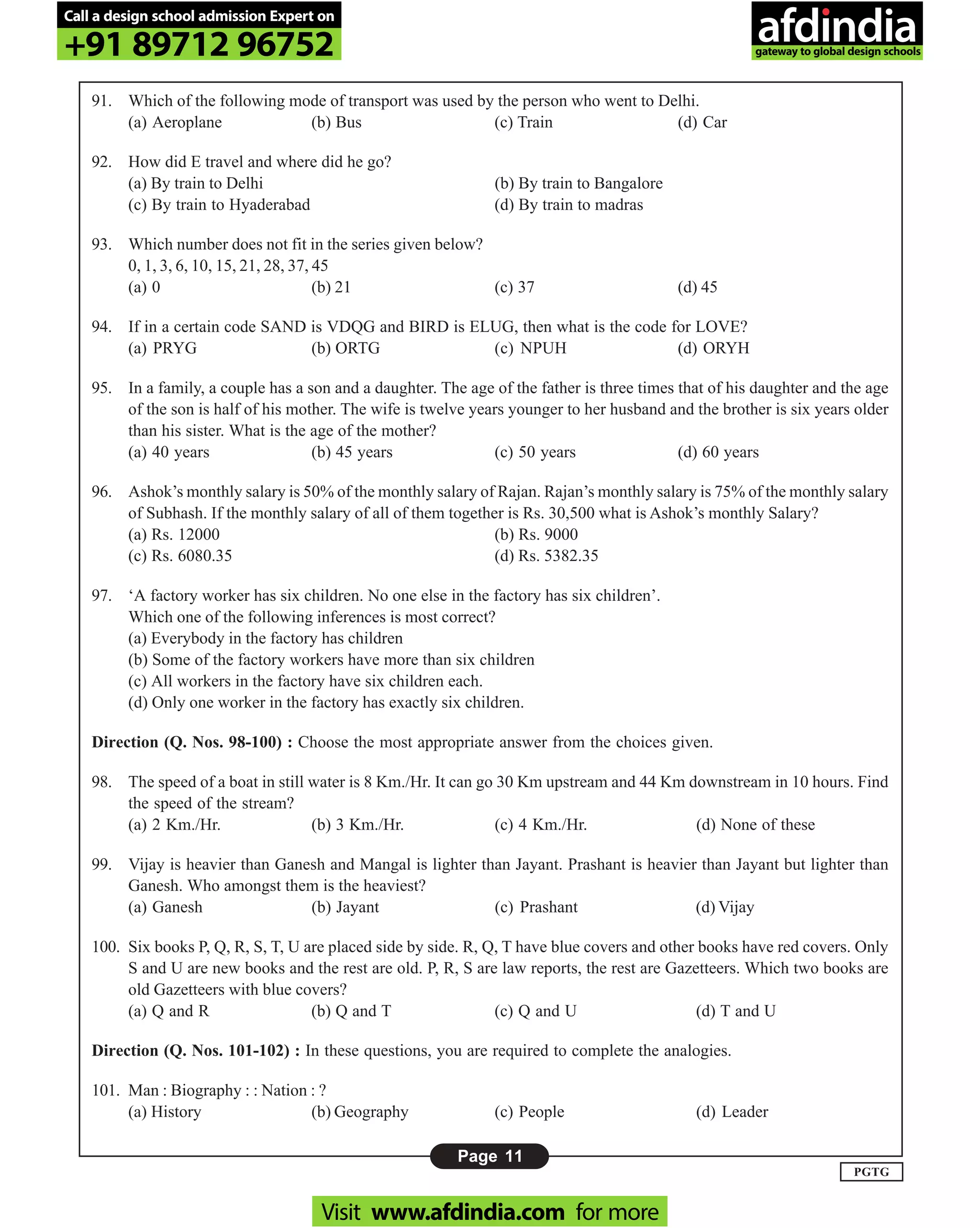 Nift pg technology sample question paper gat | PDF