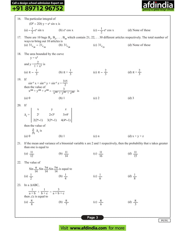 Nift pg technology sample question paper gat | PDF | Standardized ...