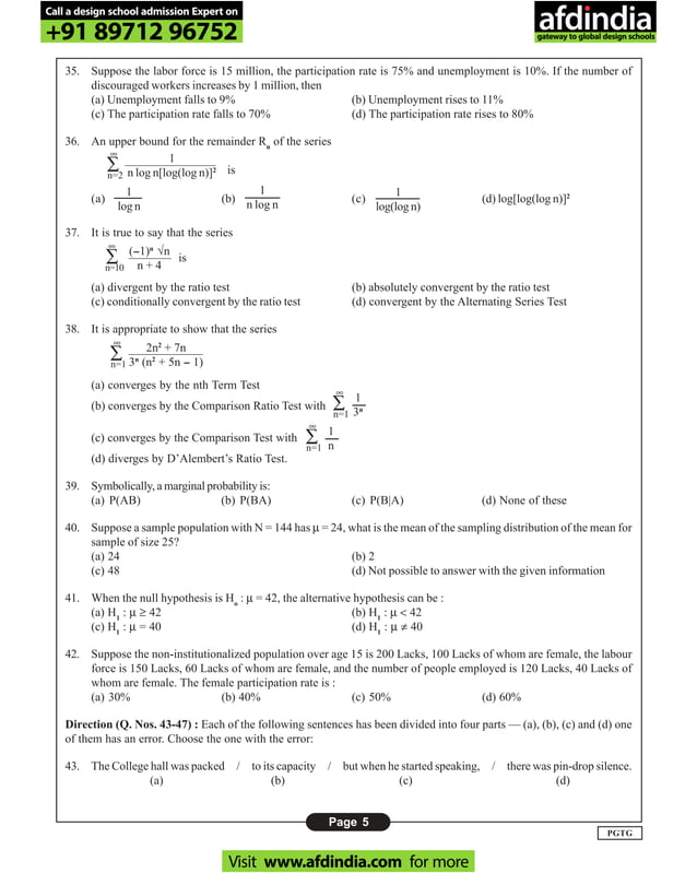 Nift pg technology sample question paper gat | PDF | Standardized ...