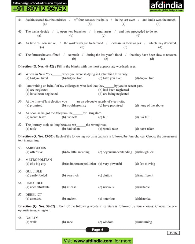 Nift pg technology sample question paper gat | PDF | Standardized ...