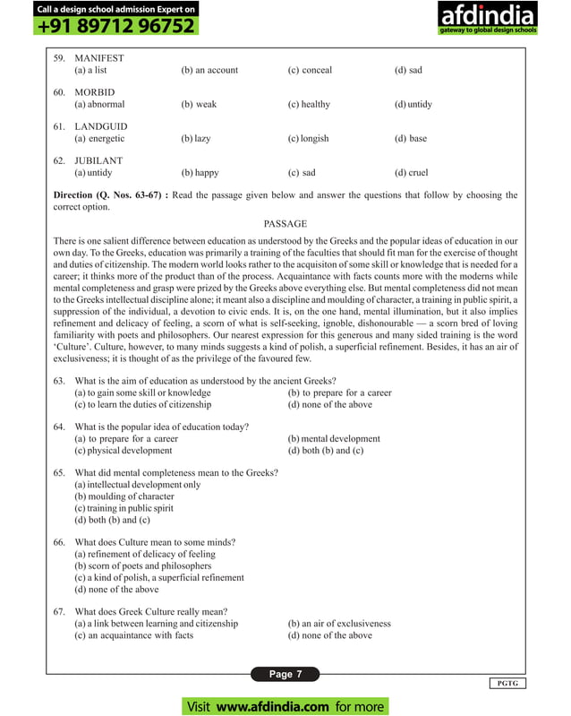 Nift pg technology sample question paper gat | PDF | Standardized ...
