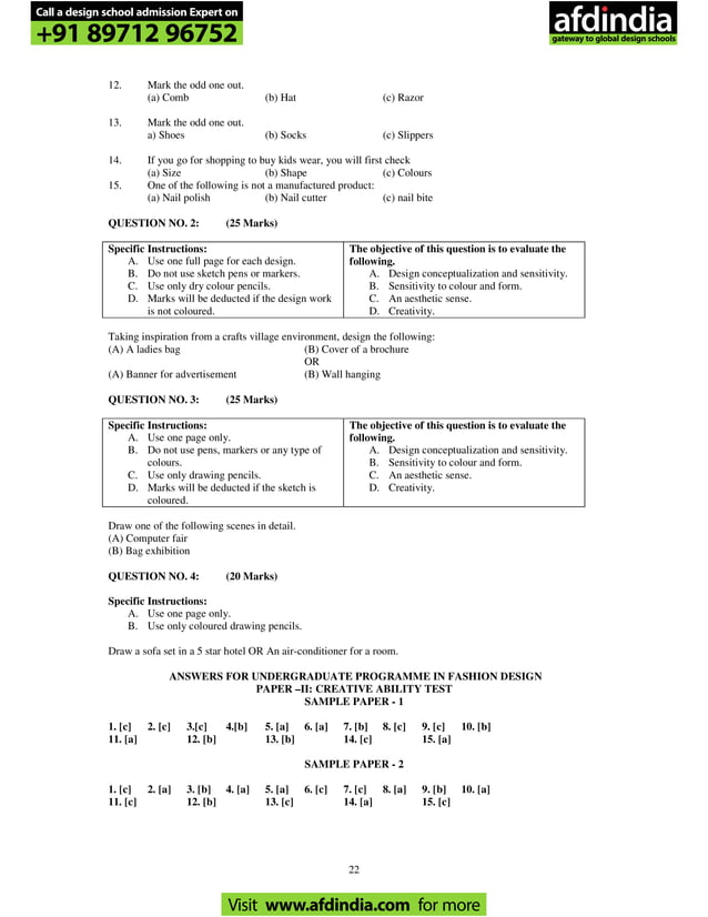Nift sample paper b des cat 1 | PDF