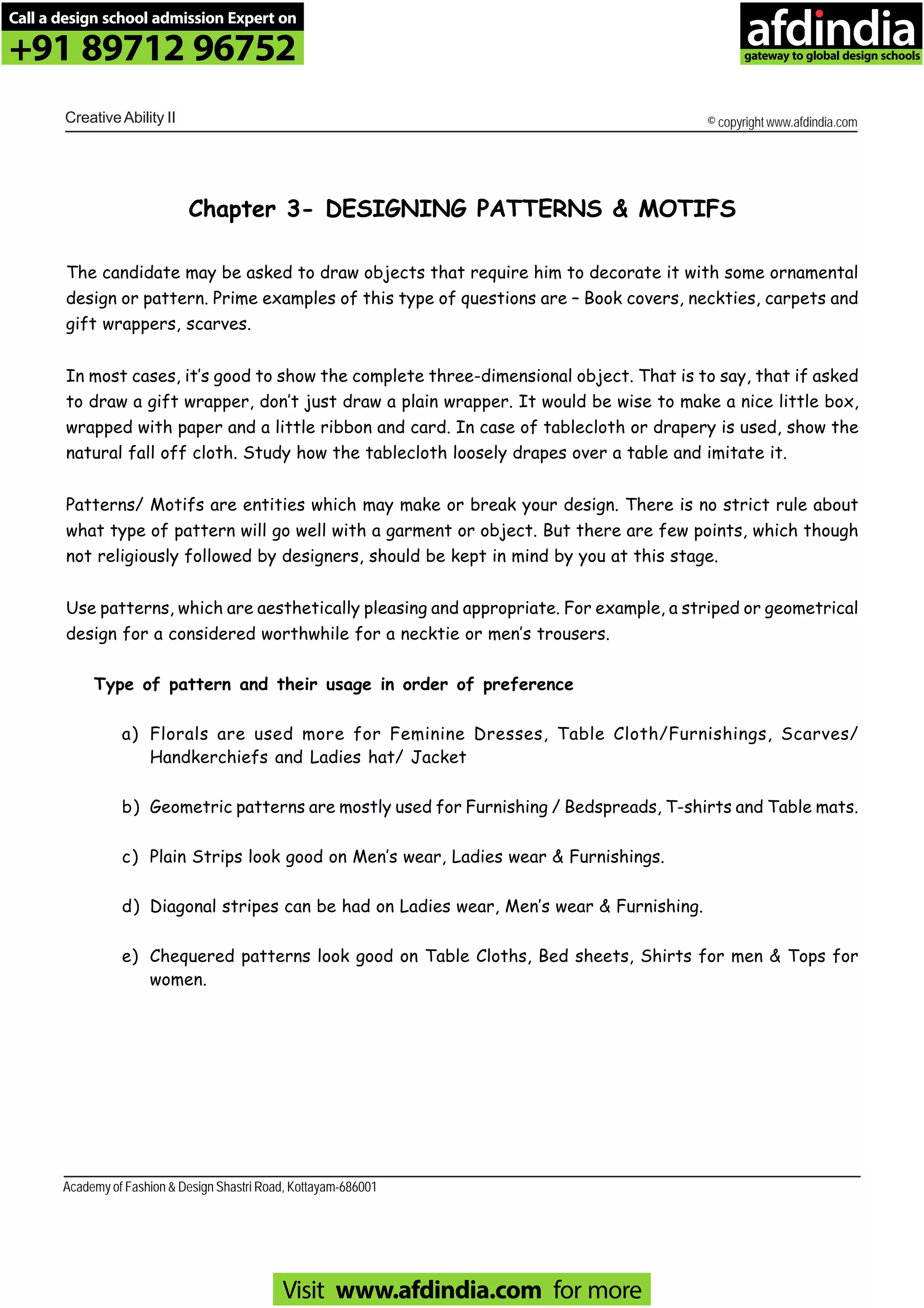 NIFT study material creative ability test 2 | PDF