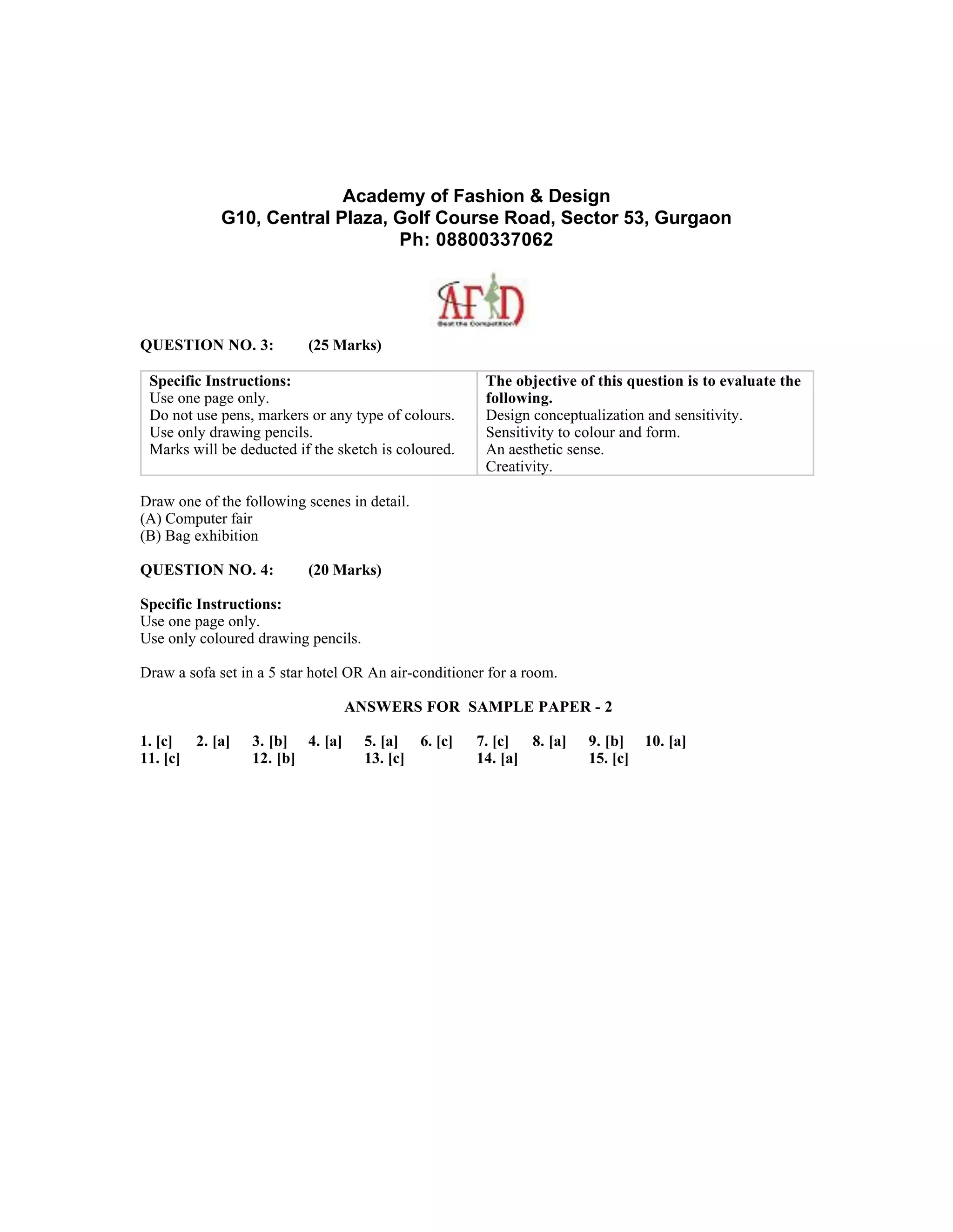 Nift ug design CAT sample paper2 | PDF