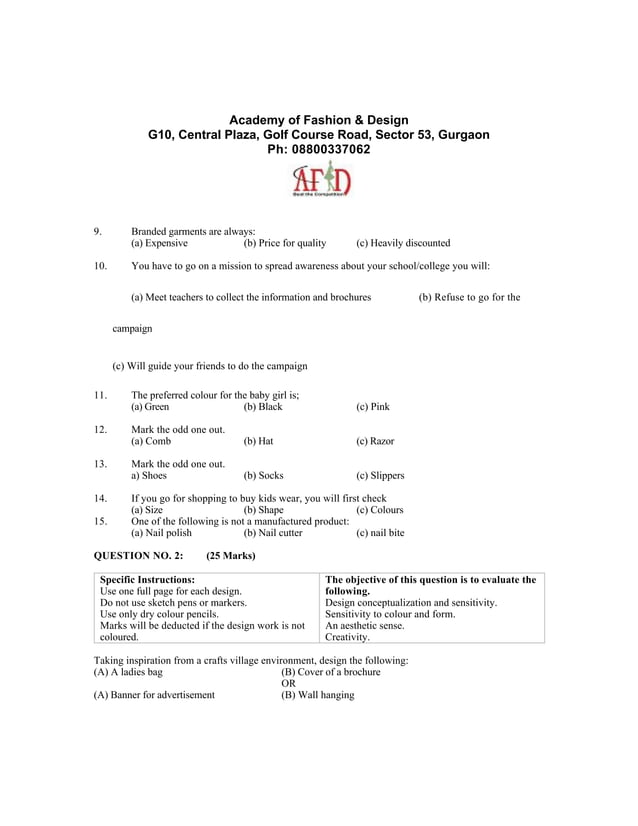 Nift ug design CAT sample paper2 | PDF