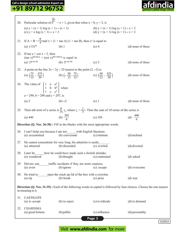 Nift ug technology sample question paper gat | PDF | Physics | Science