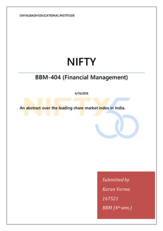 Nifty-50 (Major index of stock market in India) | DOCX