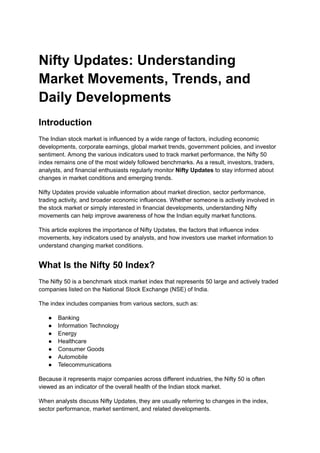 Comprehensive Guide to Nifty Updates: Market Trends and Analysis | PDF