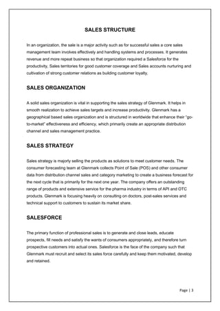 Glenmark Sales & Distribution Management | PDF