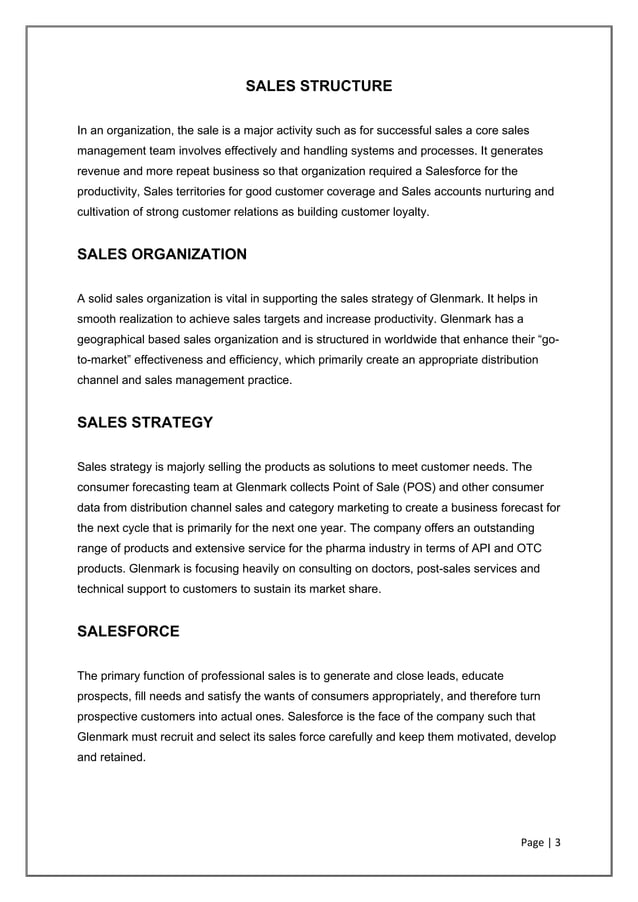 Glenmark Sales & Distribution Management | PDF