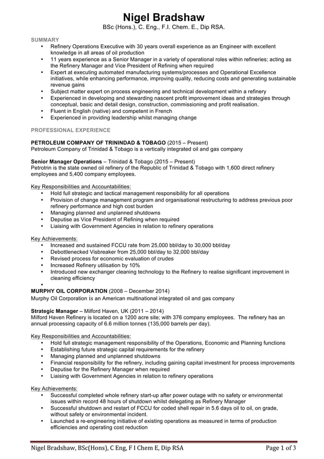 Nigel Bradshaw CV 2016 | PDF