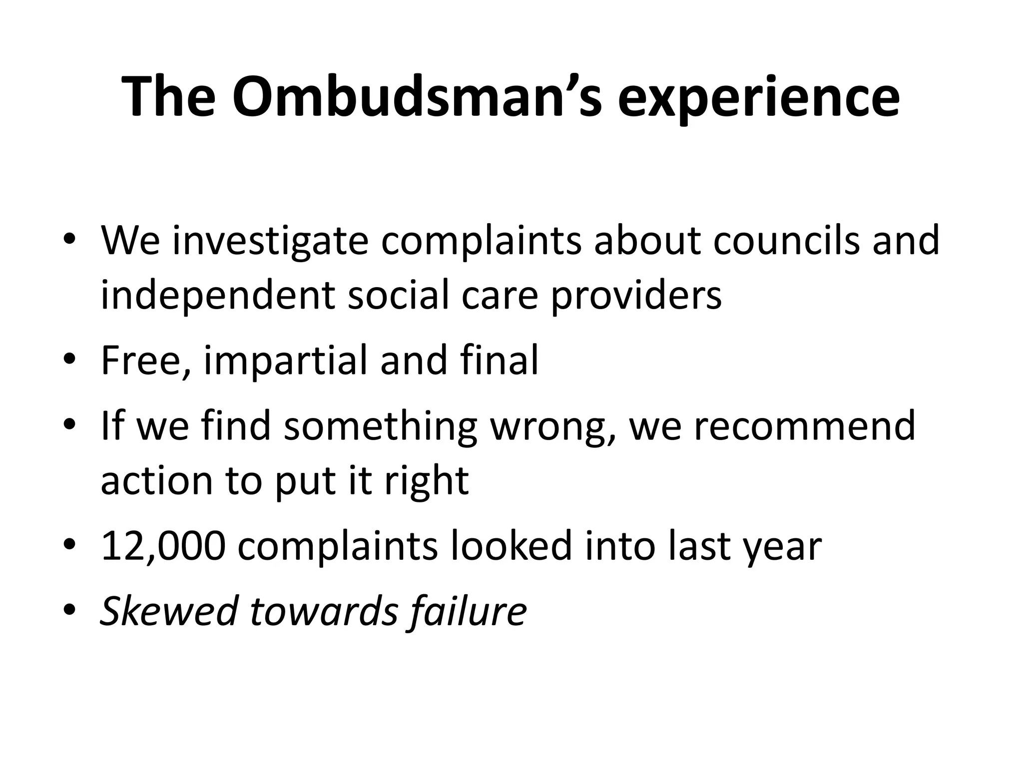 Nigel Ellis: Indications of serious service failure | PDF