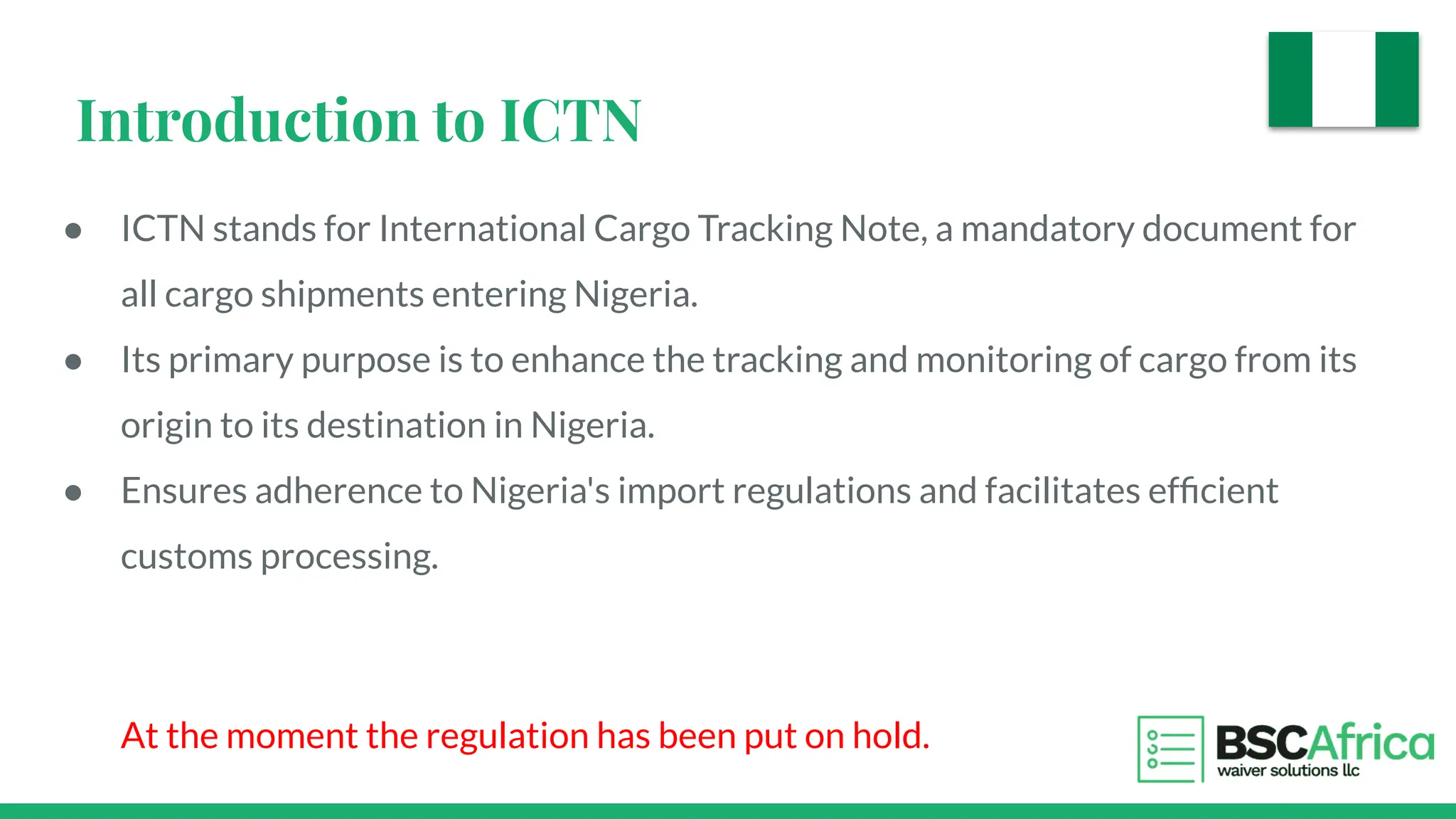 Nigeria ICTN Certificate Procedure BSC Africa | PDF