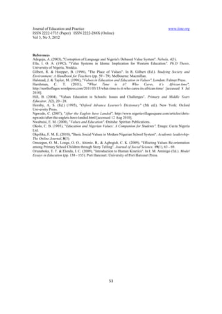 Nigerias debased values system at the modern era implications for ...