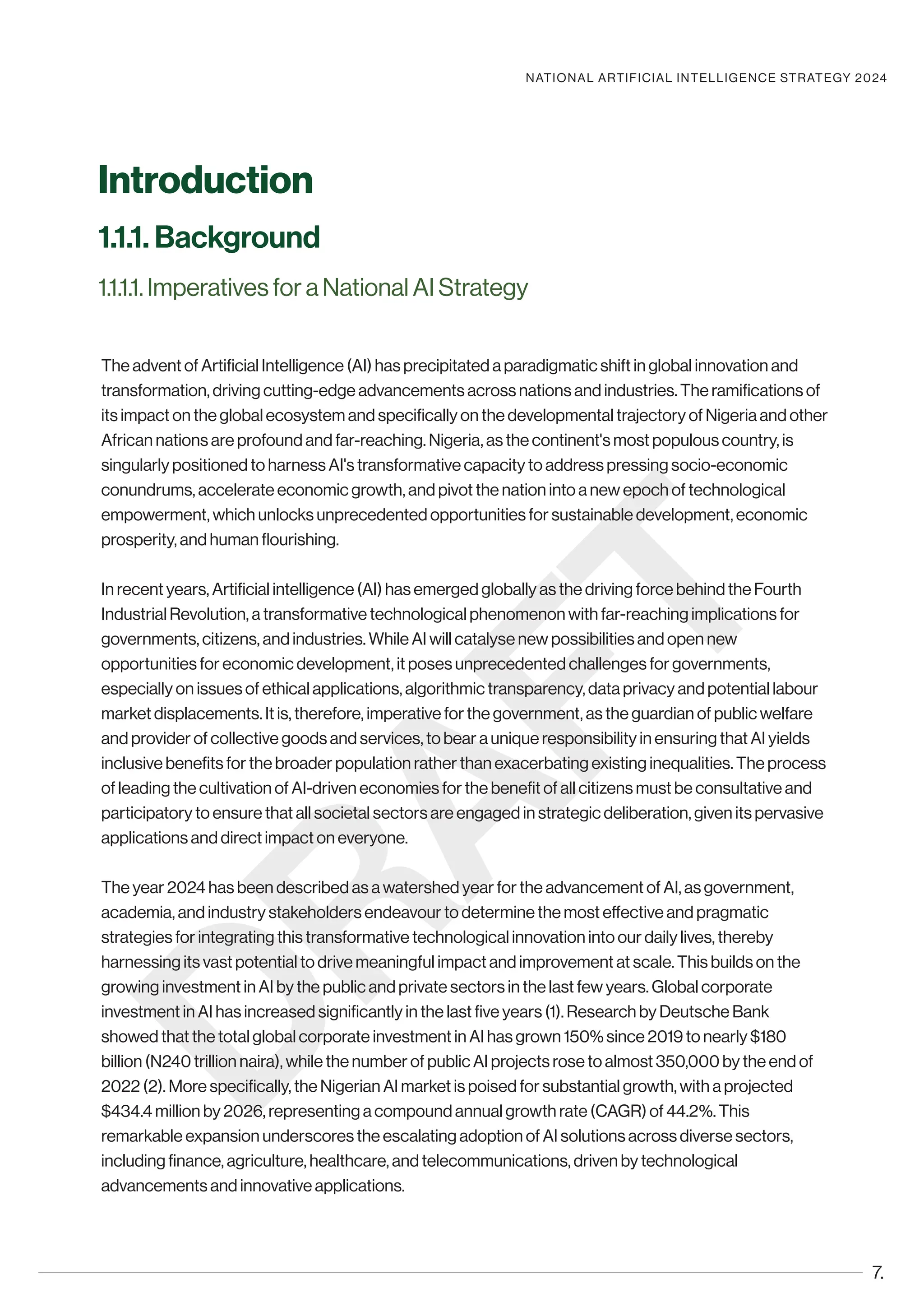 Nigeria's Draft National Artificial Intelligence Strategy | PDF
