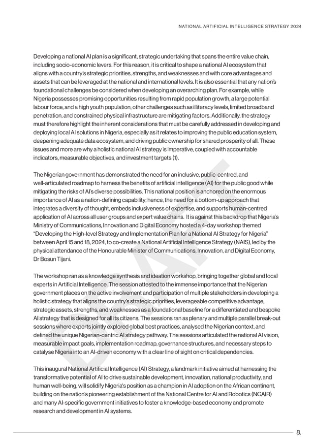 Nigeria's Draft National Artificial Intelligence Strategy | PDF