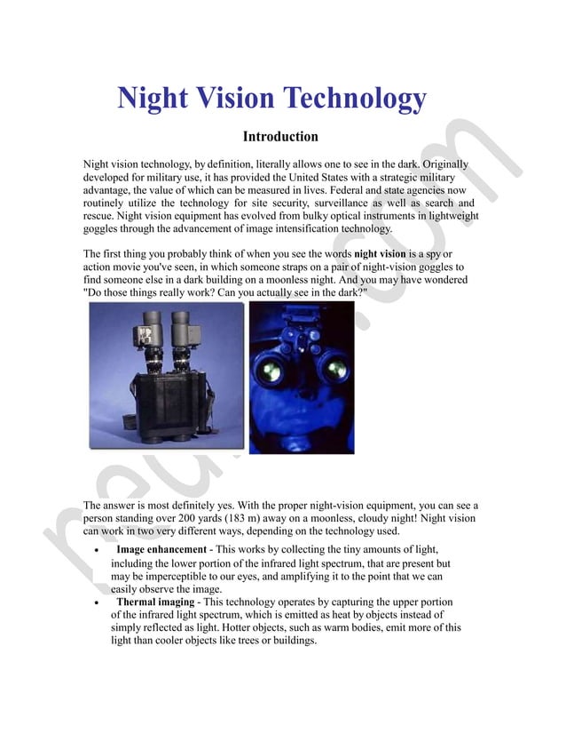 Night vision-technology-seminar-report-pdf | PDF
