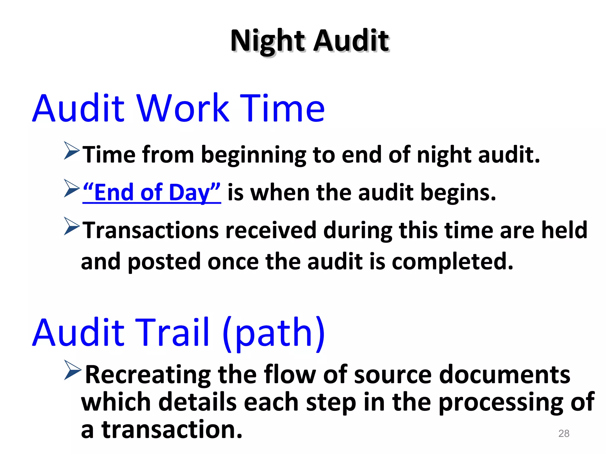 Night audit or Day-end process in hotels | PPT