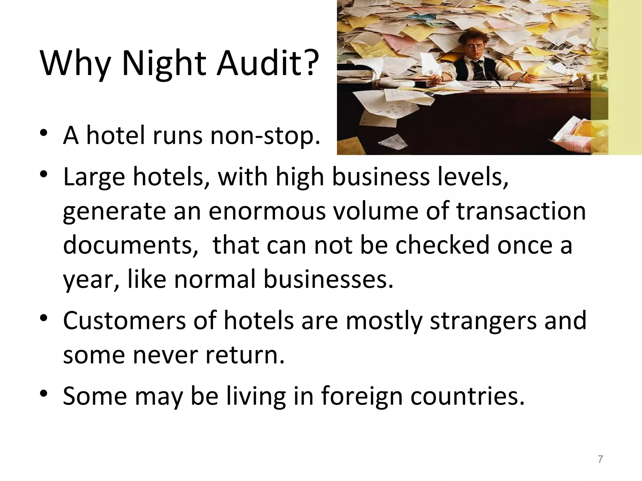 Night audit or Day-end process in hotels | PPT