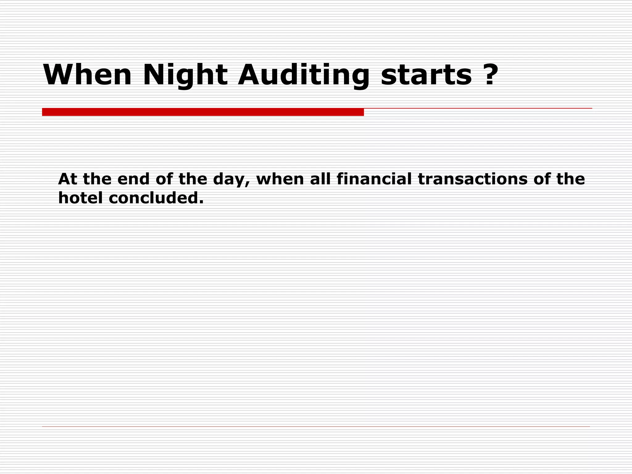Night Audit | PPT