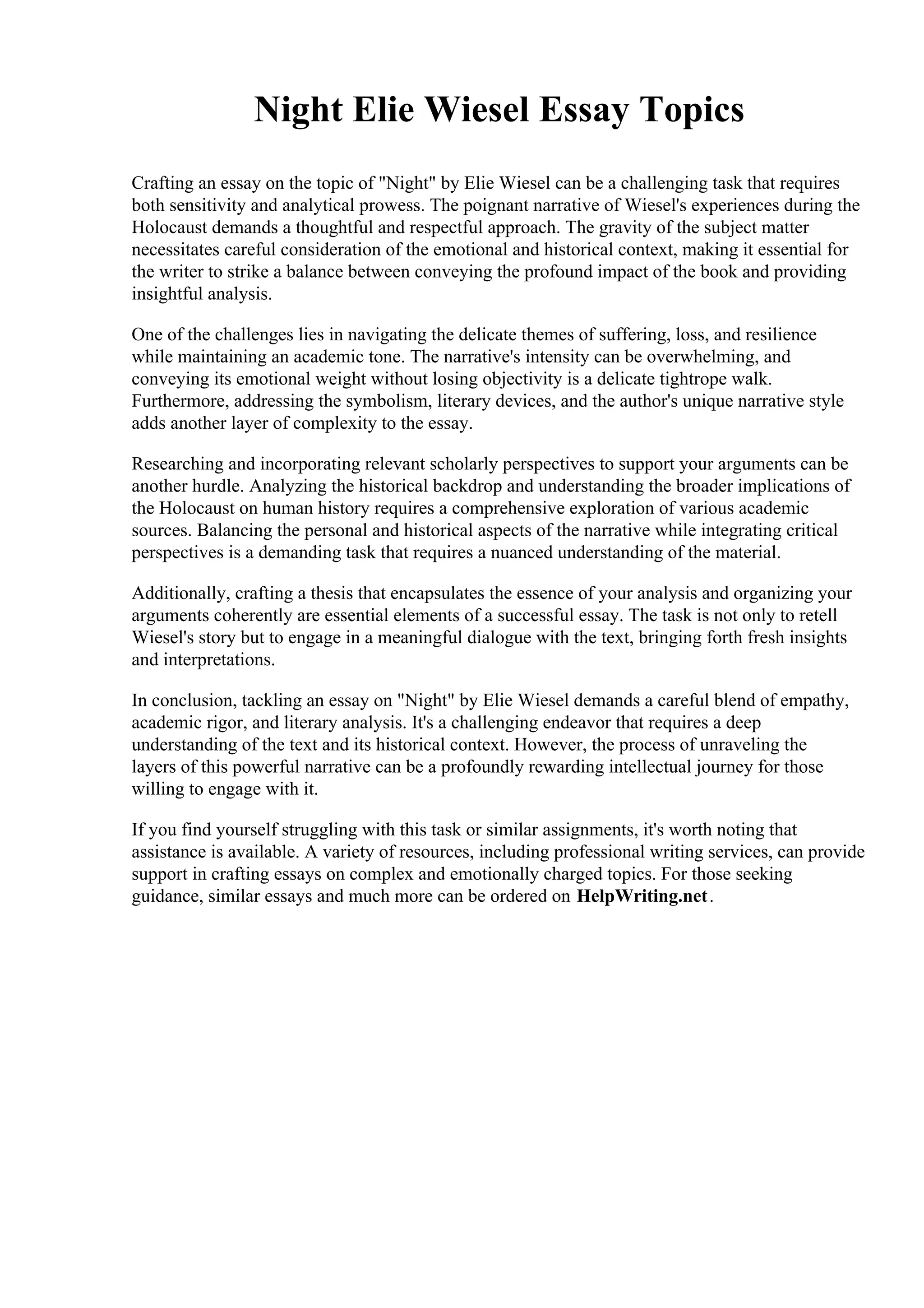 Night Elie Wiesel Essay Topics.pdf