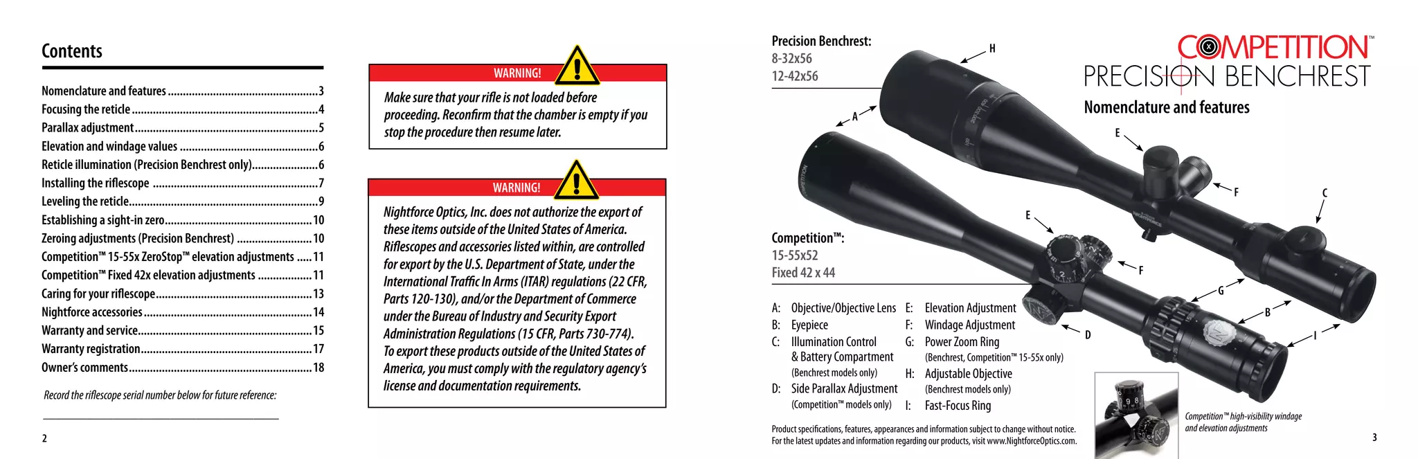 Instruction Manual | Nightforce Competition | Optics Trade | PDF