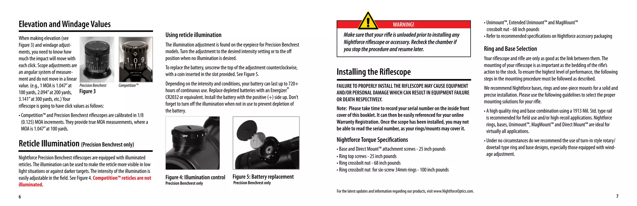 Instruction Manual | Nightforce Competition | Optics Trade | PDF