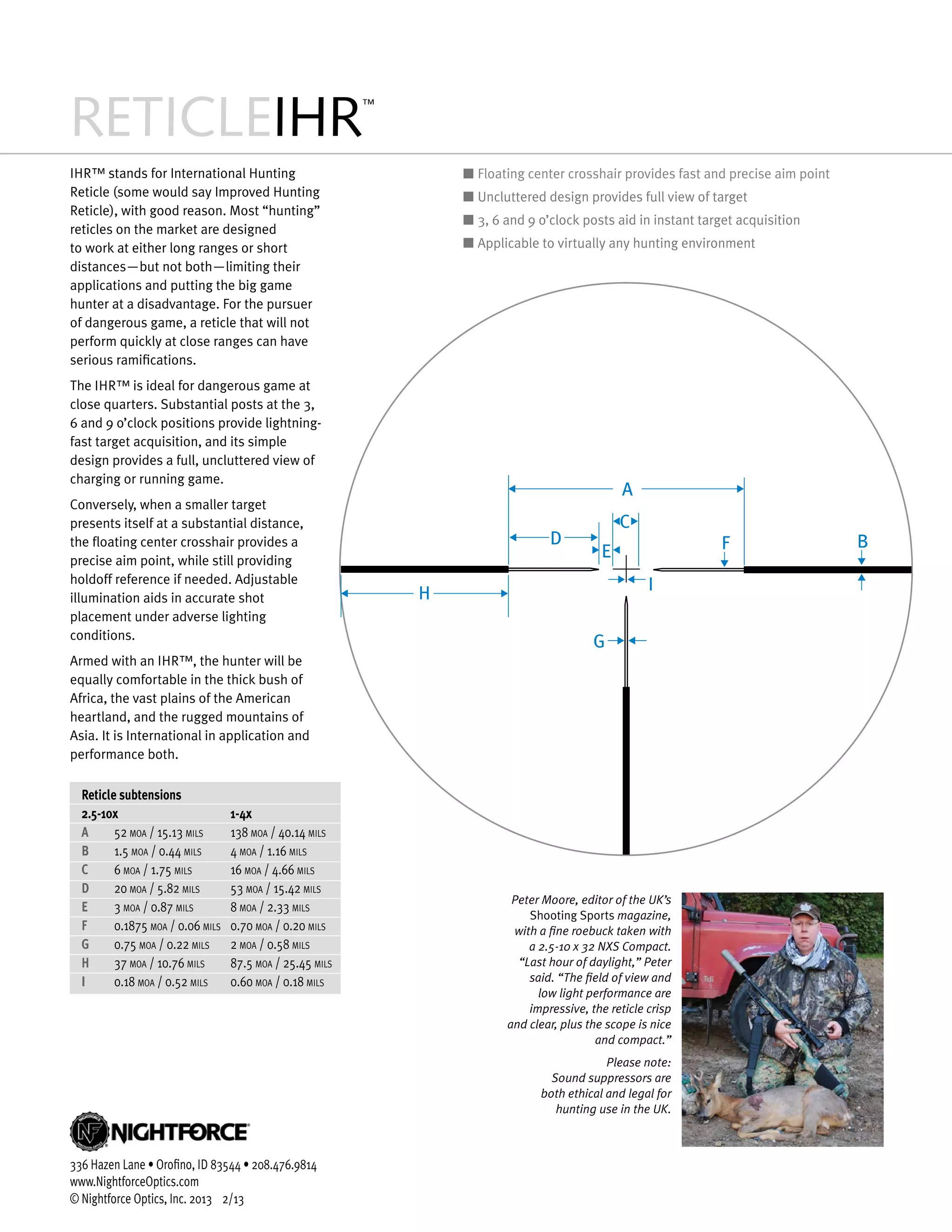 NightForce IHR Reticle | Optics Trade | PDF