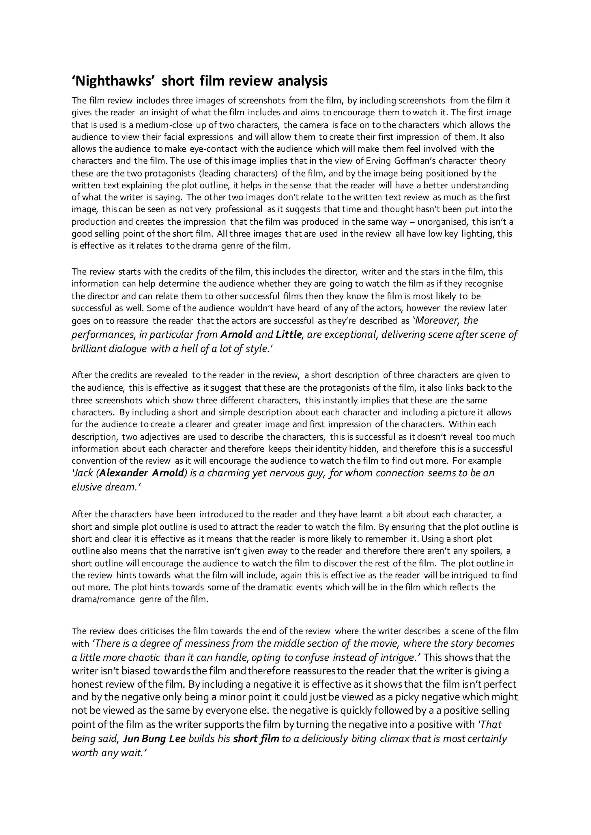 Nighthawks analysis | DOCX