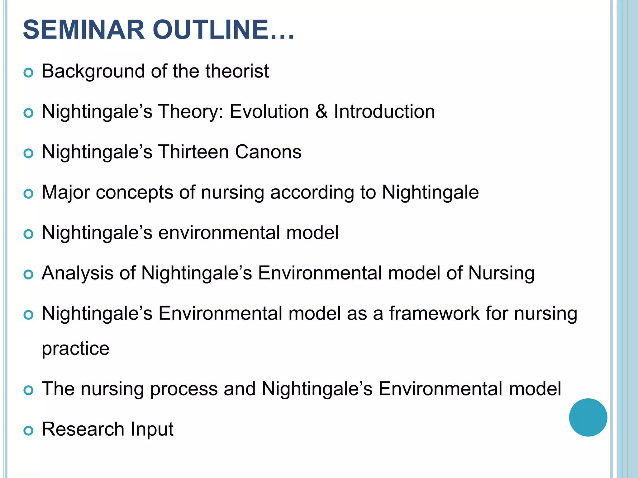 Florence Nightingale's Environmental Theory of Nursing | PPTX