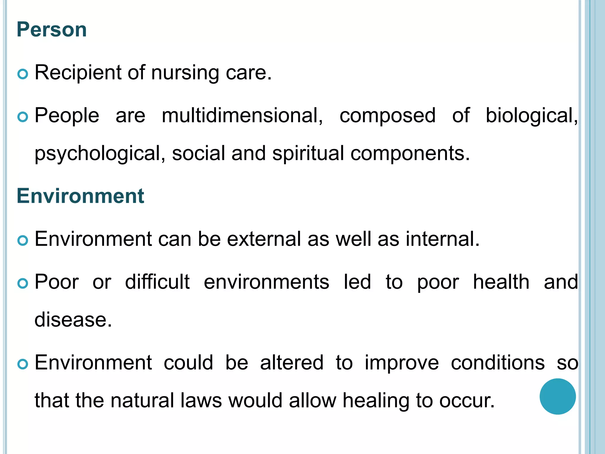 Florence Nightingale's Environmental Theory of Nursing | PPTX